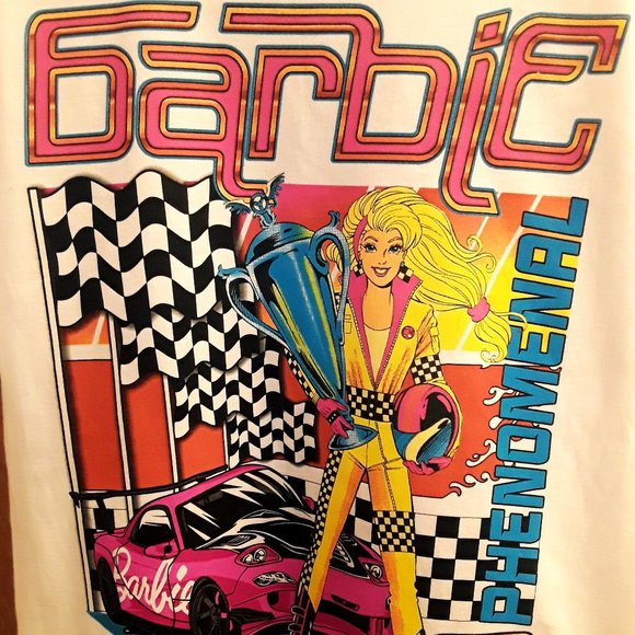 Barbie | Shirts | New Race Car Barbie Graphic T Shirt | Poshmark